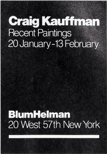 Exhibition: 1982 BlumHelman Gallery | Craig Kauffman Catalogue Raisonné